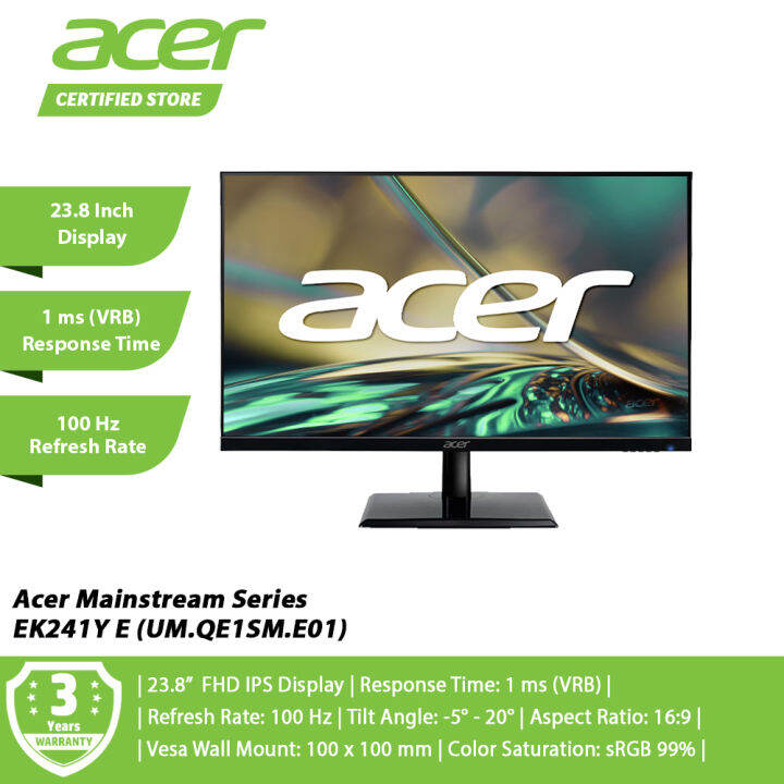 Acer EK241Y E 23.8" FHD IPS 100Hz 1ms(VRB) Mainstream Monitor - UM ...