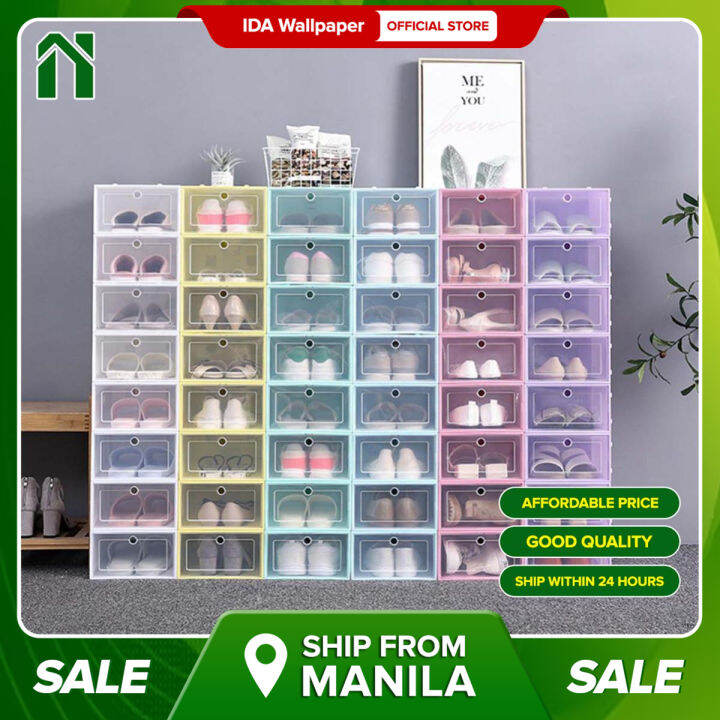 IDA 1pc Shoe Box Set Foldable Storage Plastic Transparent Door Home ...