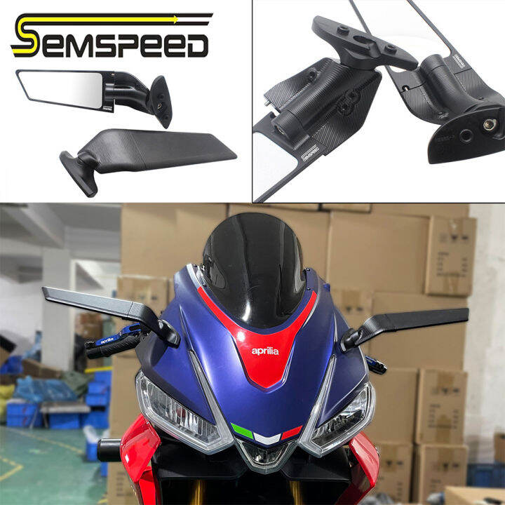 SEMSPEED Motorcycle CNC Side Wind Mirrors Wing Fin Rearviews For ...