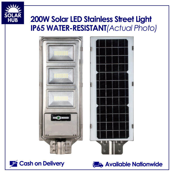 200W Solar LED Stainless Street Light IP-65 Water-Resistant | Lazada PH