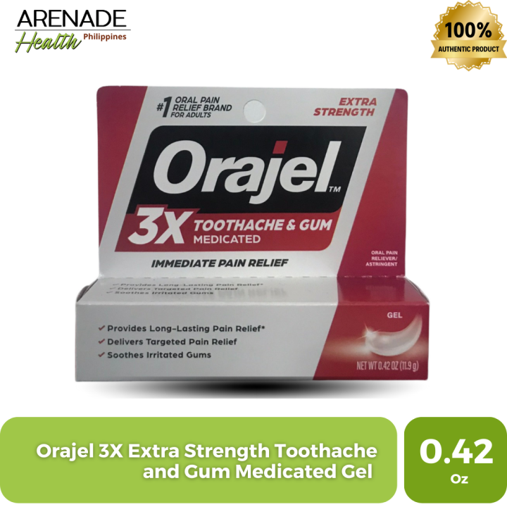 Orajel 3X Extra Strength Toothache and Gum Medicated Gel 0.42 Oz / 11 ...