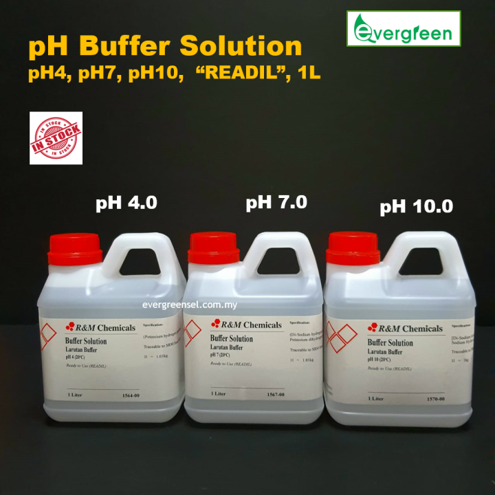 ( READY STOCK ) Buffer Solution, pH4, pH7, pH10, “READIL”, 1L | Lazada