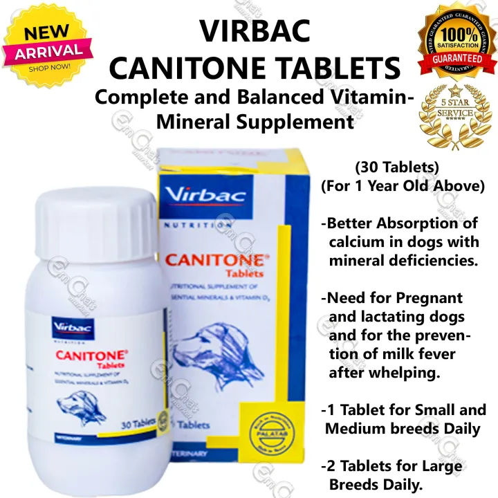Virbac CANITONE Tablets (30 TABLETS) (YELLOW BOX) Complete Balanced ...