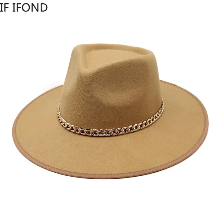 【Ready】 8.5CM Wide Brim Women Hats Woolen Jazz Felt Fedora Hat Fashion ...