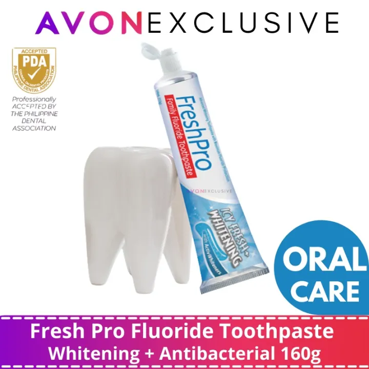 AVON Fresh Pro Fluoride Toothpaste - Whitening + Antibacterial 160g ...