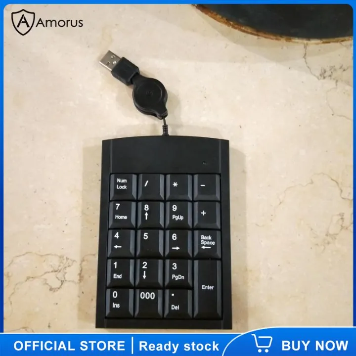 Amorus Retractable USB Numeric Keyboard 19-keys Num Pad Wired Number ...