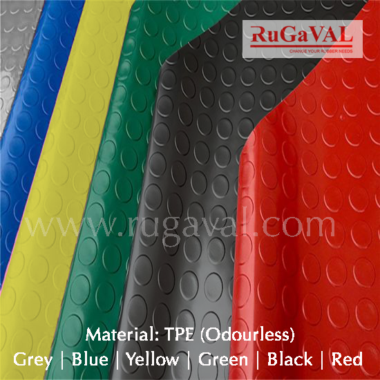 Round Stud Rubber Mat I Grey Blue Green Red Yellow color I 3mm Thick x ...