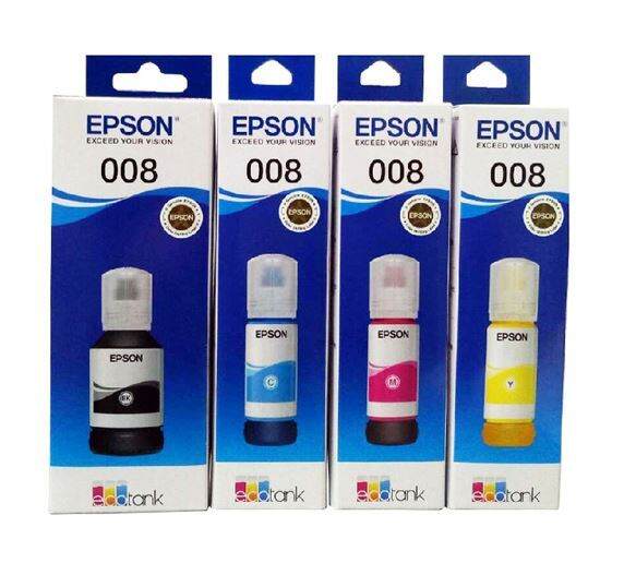 หมึกเติม Epson INK 008 Set 4 สี (BK,C,Y,M) (T06G100-400) หมึกกันน้ำแท้ ...