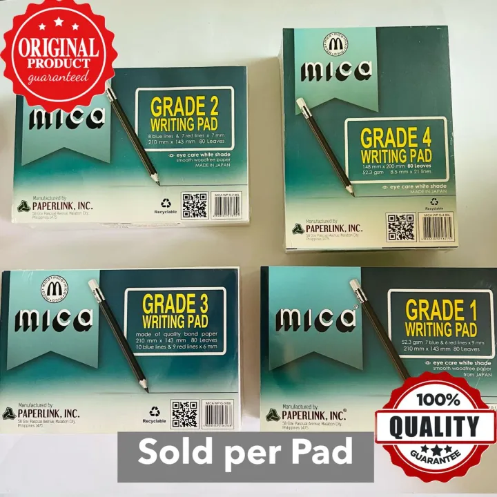 WRITING PAD MICA Grade 1/2/3/4 80leaves (SOLD PER PAD) | Lazada PH