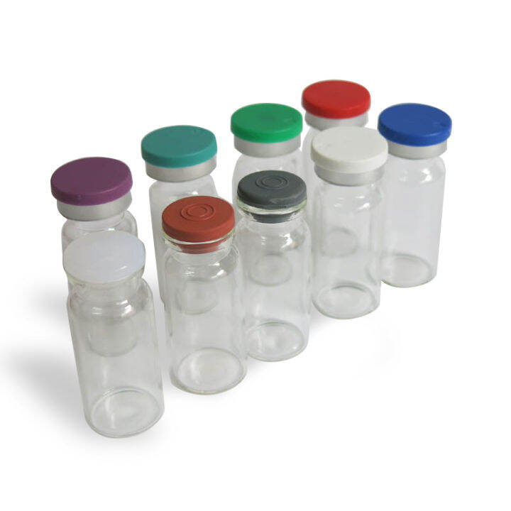 100 x 10ml Clear Injection Glass Vial with Plastic-Aluminium Cap13oz ...