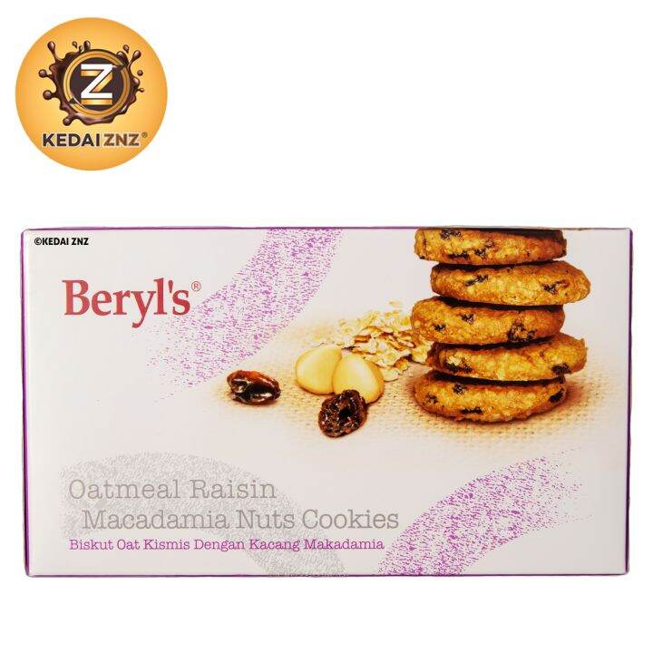 Chocolate Beryl’s Cookies Oatmeal Raisin Macadamia Nuts Box 100g Coklat ...