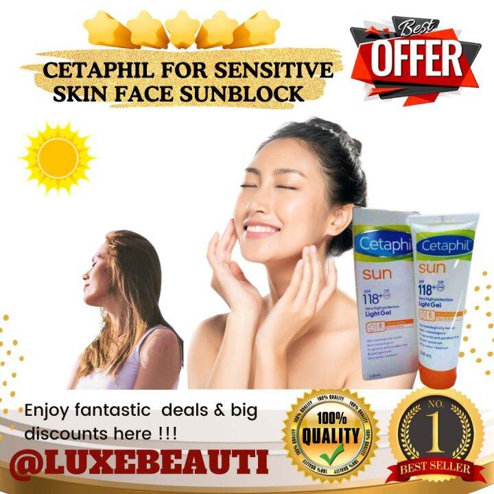 Original Cetaphil Sun SPF50 Gel 50ml For Sensitive Skin Face Sunblock ...