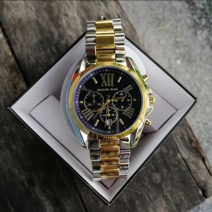 Guaranteed Original Michael Kors Chronograph Navy Blue Dial Two-tone ...