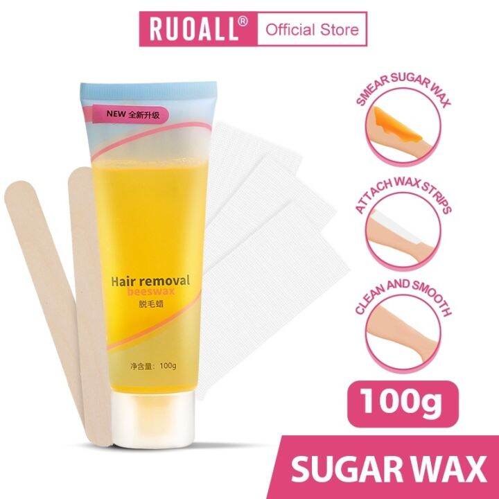 RUOALL Sugar Wax Kit 100G — cold sugar waxing jar kit Free wood sticks ...