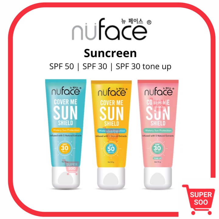 Nuface Cover Me Sun Shield Sunscreen SPF 30 PA+++ / SPF 50 PA+++ / Tone ...