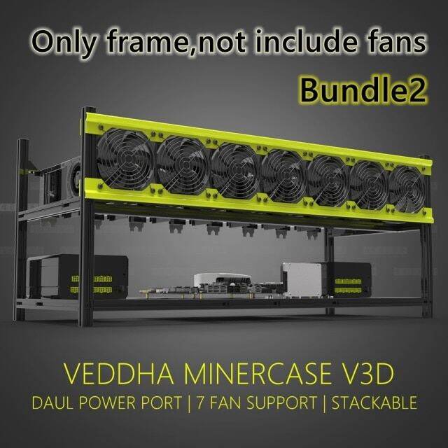 8 GPU VEDDHA V4C V3D อลูมิเนียมวางซ้อนกันได้เปิดอากาศ Bitcoin Ethereum ...