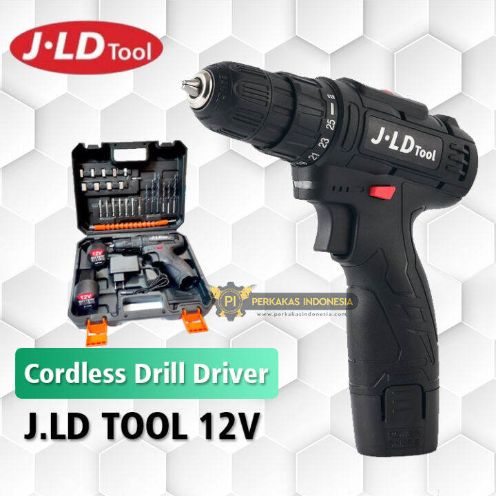 Cordless Drill Driver JLD TOOL KIT SET 12V Mesin Bor Obeng J.LD 12 V ...