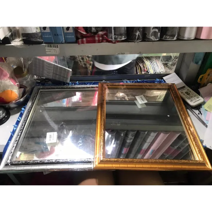 Cermin kotak motif list kayu - Kaca cermin bingkai kayu 31x45cm ...