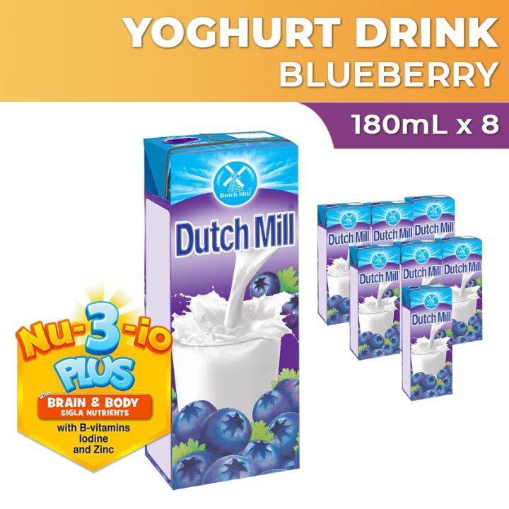 Dutch Mill Yoghurt Drink Blueberry Juice 180ml x 8 | Lazada PH