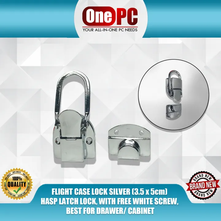 FLIGHT CASE LOCK SILVER (3.5 x 5cm) HASP LATCH LOCK, WITH FREE WHITE ...