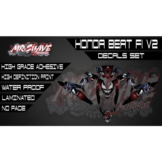 hot sale Honda Beat V2 FI Decals Set (Venom) | Lazada PH