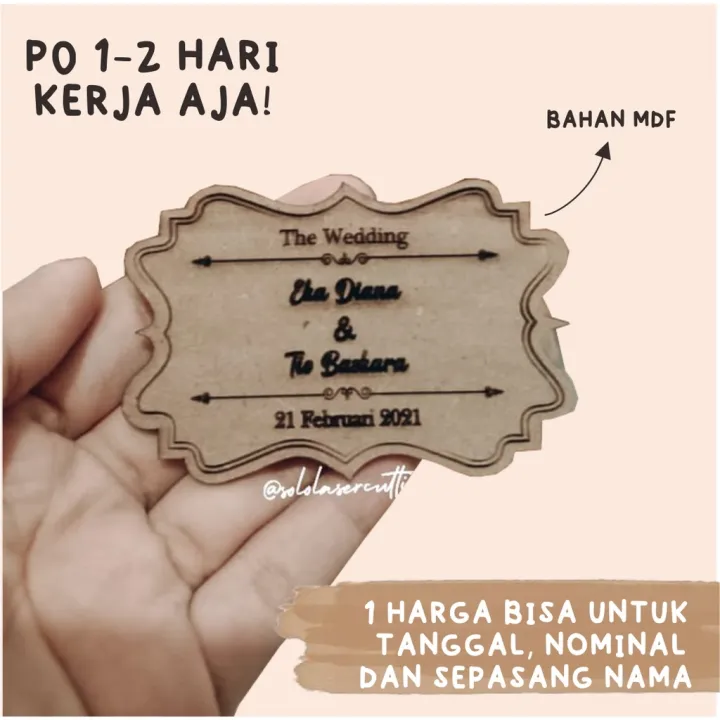 Name Tag Kayu Mdf Grafir & Laser Cut Custom Nama / Inisial / Text ...