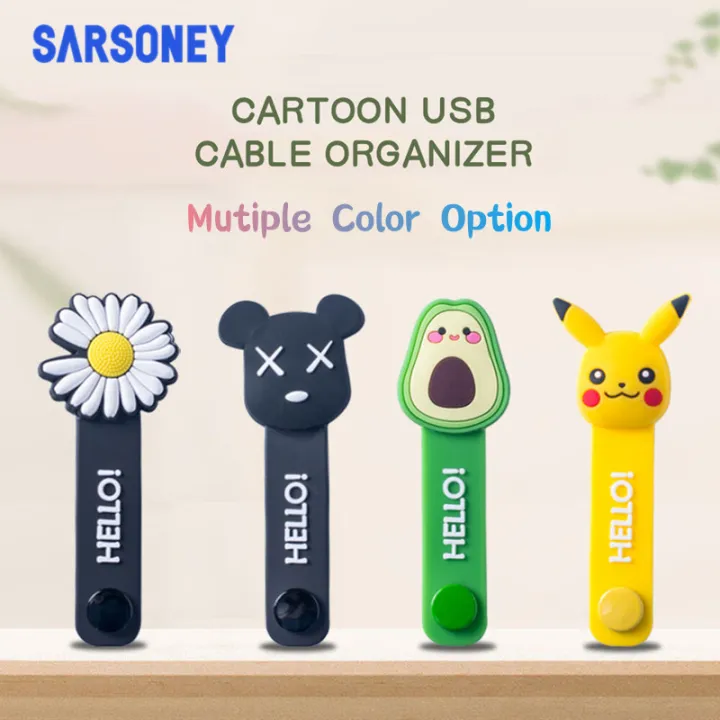 SARSONEY การ์ตูนสร้างสรรค์ผลไม้น่ารักสายม้วนสายข้อมูลชุดหูฟังสายชาร์จสายเคเบิลออแกไนเซอร์ฮับ ...