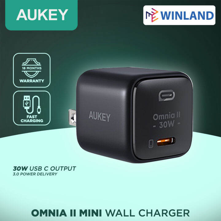 AUKEY by Winland PA-B1L Omnia II Mini 30W USB-C PD Wall Charger GaN Power Tech | Lazada PH