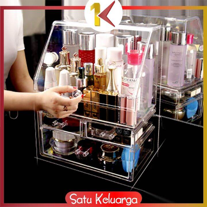 SK-K133 Rak Kosmetik Acrylic Transparan Dengan Penutup Anti Debu ...