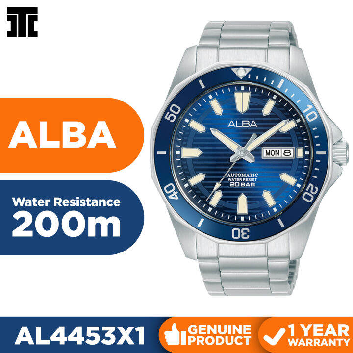 Alba Blue Patterned Dial Stainless Steel Automatic Watch AL4453X1 ...