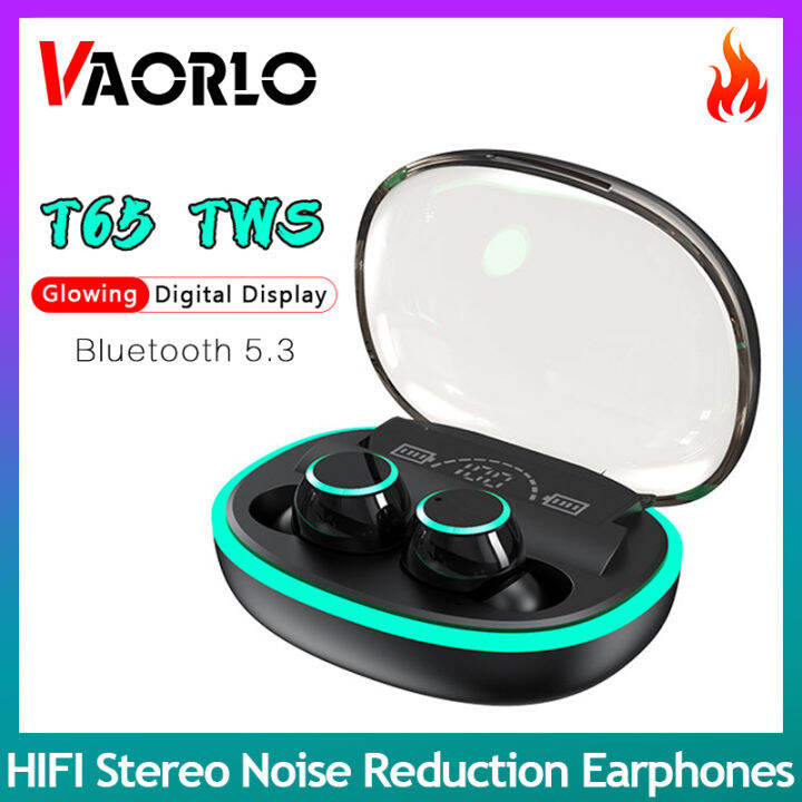 VAORLO Original T65 Wireless Earphoens Glowing Bluetooth 5.3 HiFi Stereo With Noise Cancel ...
