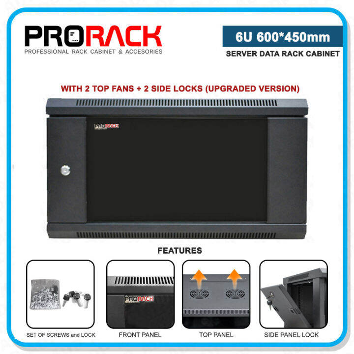 PRORACK 6U (600x450mm) Server Rack Cabinet (For Self-Assembly) Wall ...