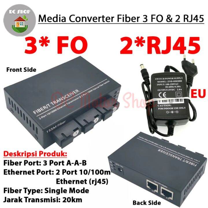 Fiber Optic Media Converter 3 Port FO SC 2 Port LAN RJ45 Switch Fiber ...
