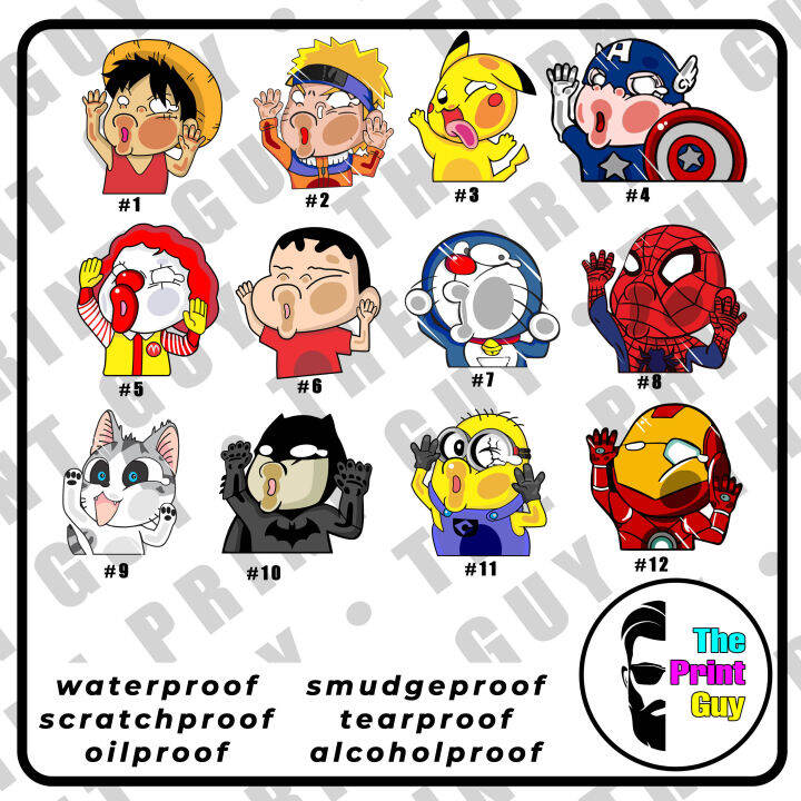 FACE ON GLASS SMASHED CARTOON CUTE STICKER DECAL | Lazada PH