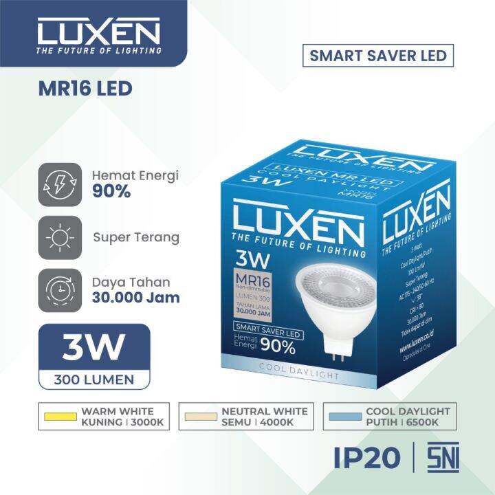 Bohlam LUXEN LED MR16 3W Lampu LUXEN LED SPOTLIGHT MR16 3 Watt GU5.3 ...