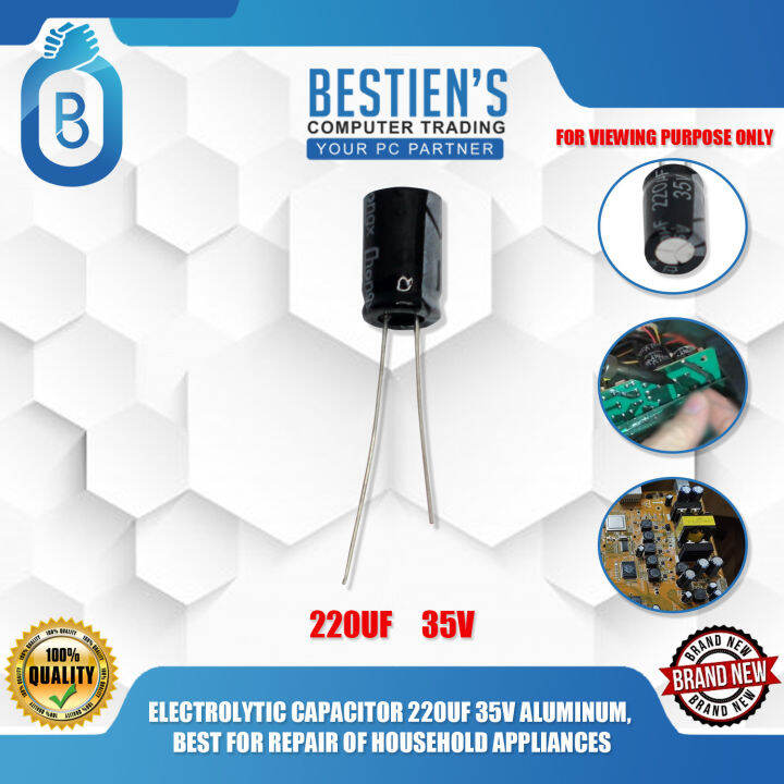 ELECTROLYTIC CAPACITOR 220UF 35V ALUMINUM, BEST FOR REPAIR OF HOUSEHOLD ...