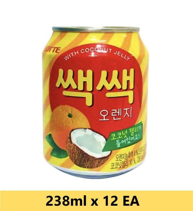 [Original] 쌕쌕오렌지코코넛 Lotte SACSAC Orange Juice with Coconut Jelly (น้ำส้มผสมวุ้นมะพร้าว) 238ml*12 ...