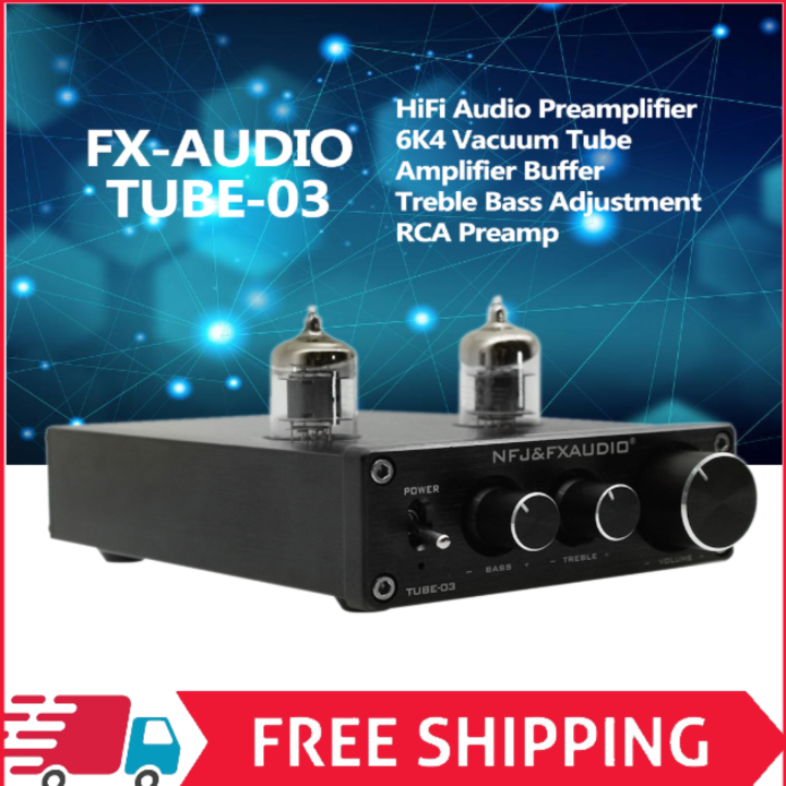 FX-AUDIO TUBE-03 Mini HiFi Audio Preamplifier 6K4 Vacuum Tube Amplifier ...