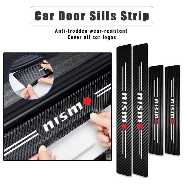 4pcs Car Carbon Fiber Sticker Auto Door Sill Protector Stickers for ...