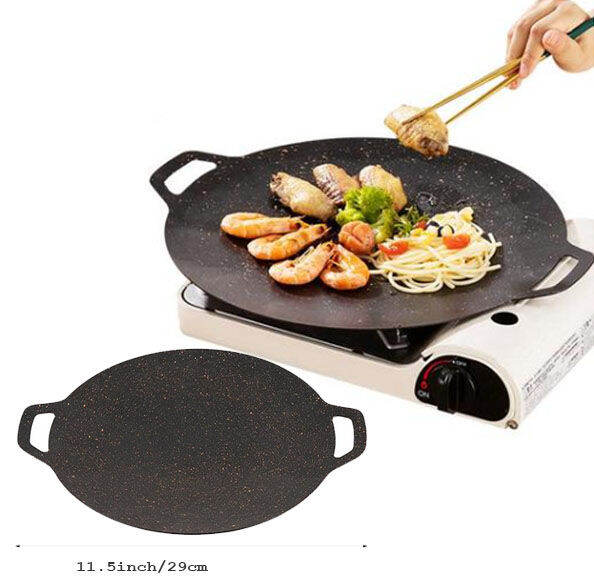 29CM GRILLPAN - Round Grill Pan Korean Camping Griddle Plate Barbecue Pan Pork Belly Non-stick ...