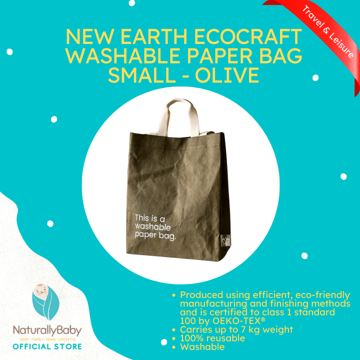 New Earth EcoCraft Washable Paper Bag - Small - Olive | Lazada PH