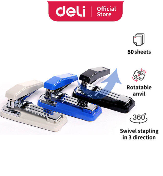 Deli 360 Degree Rotary Stapler 50 Sheets Large Size For Office And ...