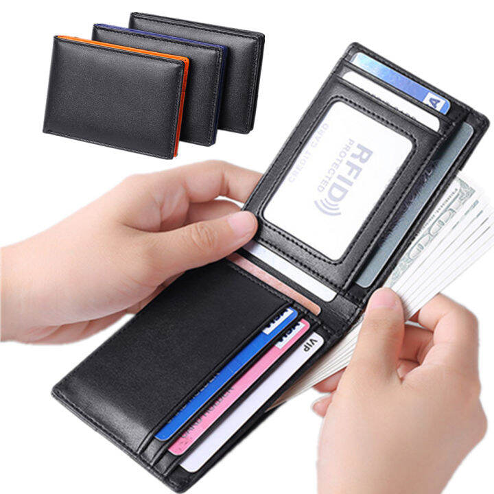 Men's Money Bag Purse Mini Slim Genuine Leather Wallet Rfid ID Bank ...
