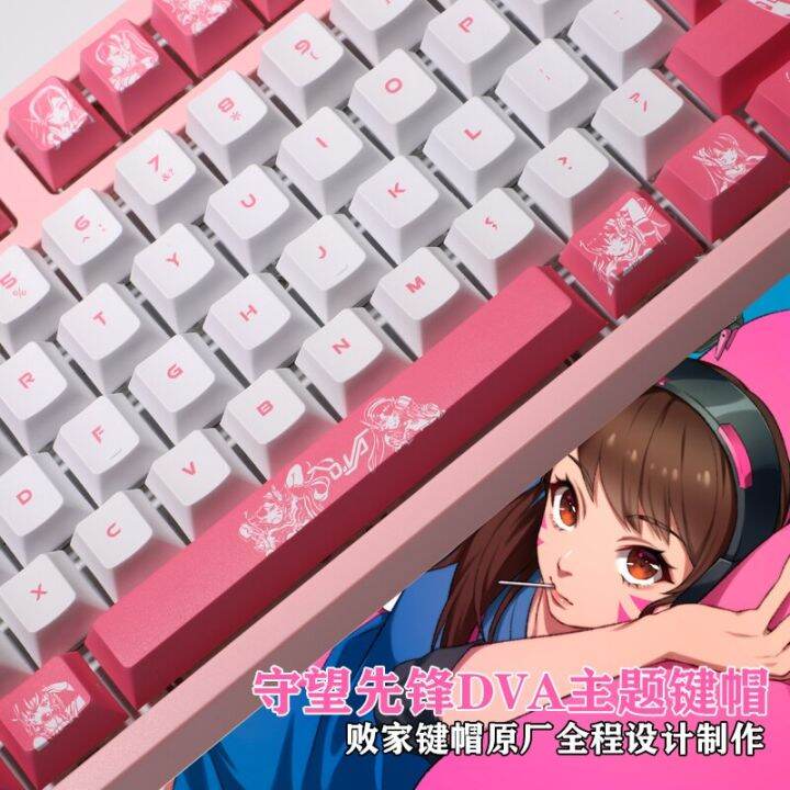 108 Keys PBT Dye Subbed Keycaps Cartoon Anime Gaming Key Caps Pink ...
