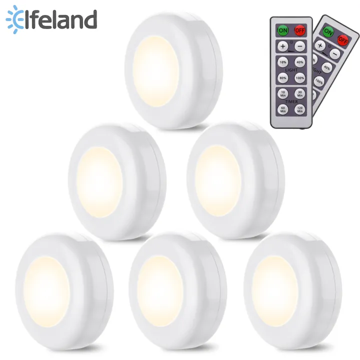 Elfeland 6ชิ้น LED คณะรัฐมนตรีไฟตู้เสื้อผ้าโคมไฟที่มีสองควบคุมระยะไกล ...