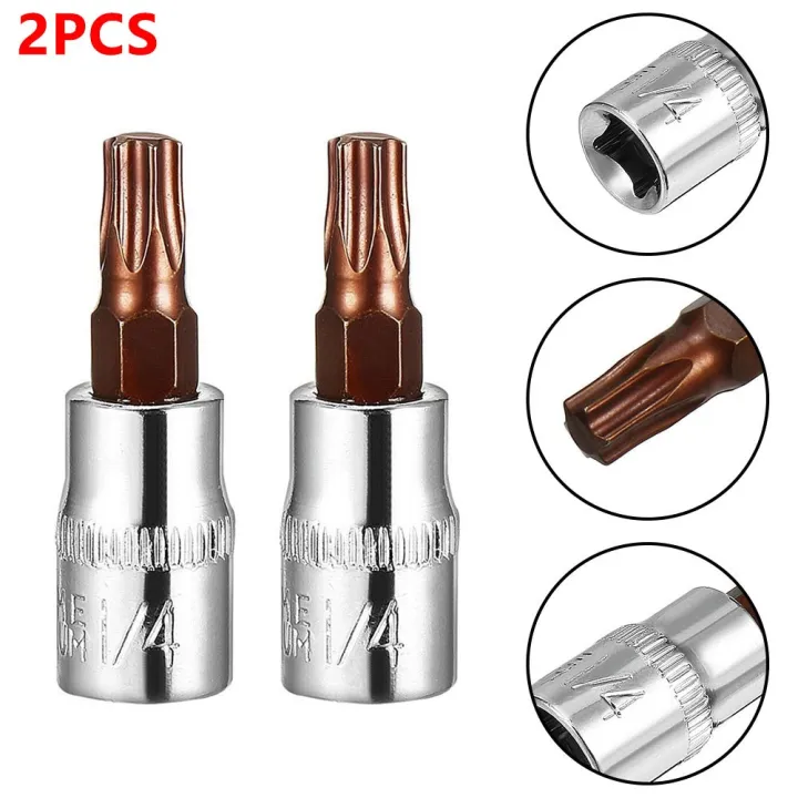 2Pcs 1/4นิ้วไดรฟ์ T30 Torx Bit Sockets Chrome Vanadium Steel Socket ...