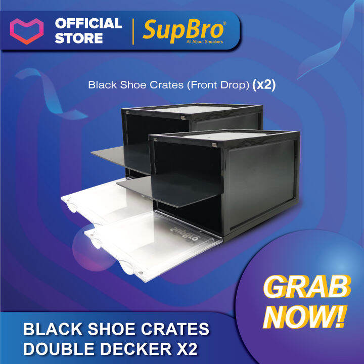SupBro Black Shoe Crates - Double Decker - Front Drop 1 set (2 units ...