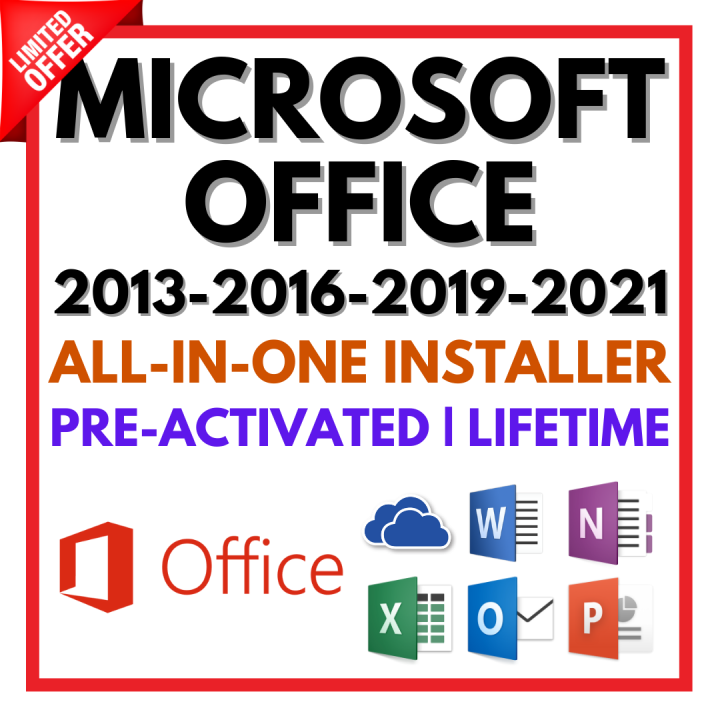 Office 2013-2016,2019-2021 Pre-Activated All-in-One USB or DVD ...