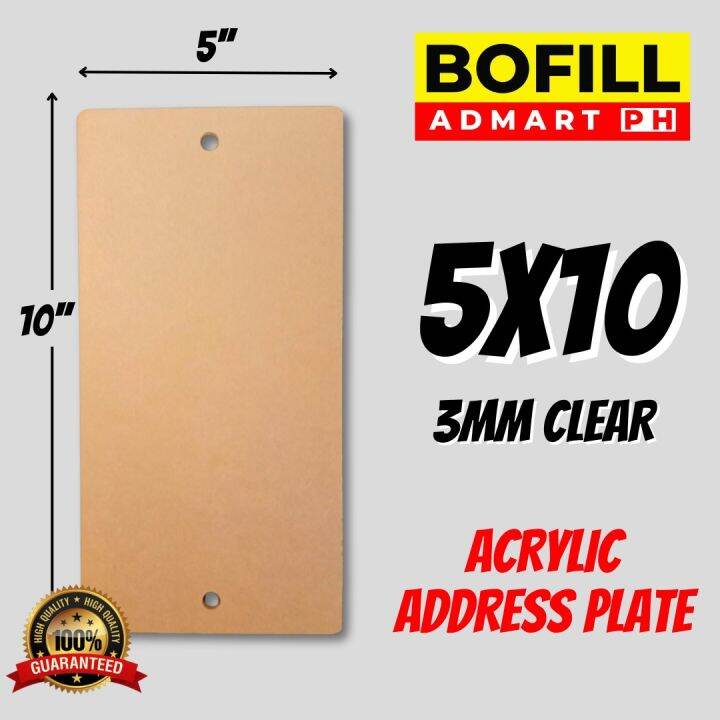 BLANK 5x10 INCHES ACRYLIC ADDRESS PLATE [ BOLTS TOX SCREW INCLUDED ...