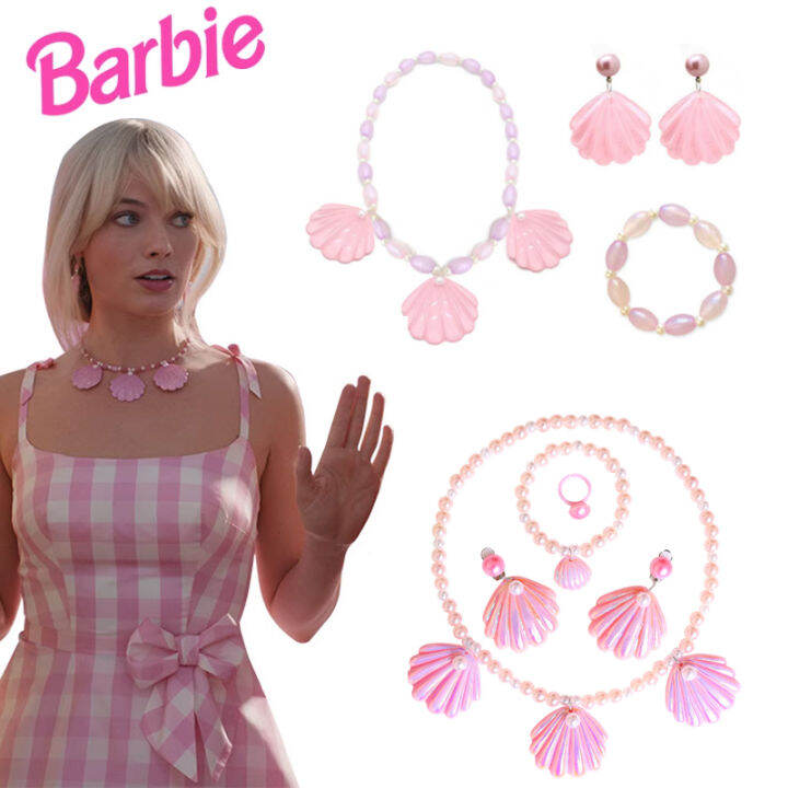 2023 Movie Barbie Jewelry Set Adult Kids Barbie Baby Pink Pearl Shell ...